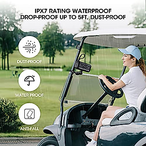 Roykaw Golf Bluetooth Speaker with Mount, Loud Stereo Sound, IPX7 Waterproof, Shockproof & Dustproof, Portable Wireless Speaker for EZGO/Club Car/Yamaha Golf Cart Accessories