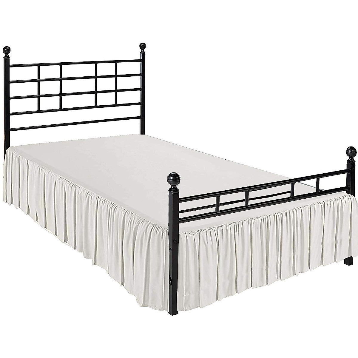 Ruffled Bed Skirt with Split Corners- Twin Size 14 Inch Drop Cream Bed Skirt Three Side Coverage- 100% Microfiber Soft,Sheen & Luxurious Look- Expertise Tailored Fit Wrinkle Free Bed Skirt