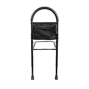 Medline Bed Assist Bar with Storage Pocket, Height Adjustable Bed Rail for Elderly Adults, Assistance for Getting In and Out of Bed at Home