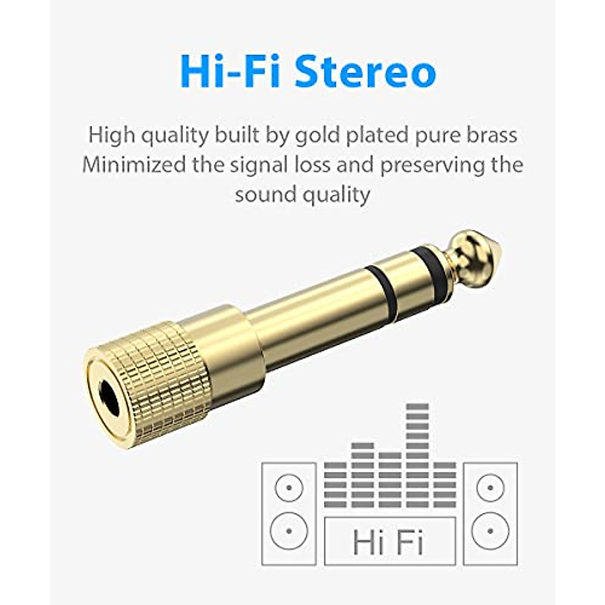 GIMILINK Headphone Stereo Audio Jack Adapter 6.35 mm 1/4 inch Male to 3.5 mm 1/8 inch Female, 1/8 inch to 1/4 inch Plug Aux Adapter (3-Pack)