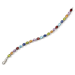 Ross-Simons 16.00 ct. t.w. Multi-Gemstone Link Bracelet in Sterling Silver. 7 inches