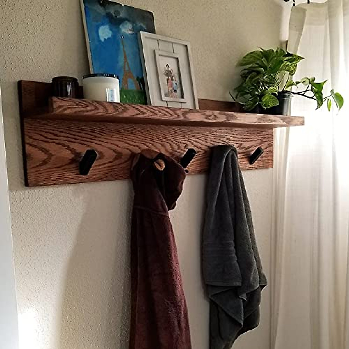 YJ YANJUN Black Towel Hooks for Bathroom 4 Pack Wall Mounted Stainless Steel Robe Coat Hook for Bath Kitchen Backpack Hooks Matte Black