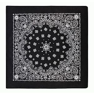 EVERY-VILLE Where EVERYone is Welcome 6-Pack Large Cotton Bandanas for Men - Paisley, 22x22 In, Red Black Blue - Cowboy Head Handkerchief Pocket Squares