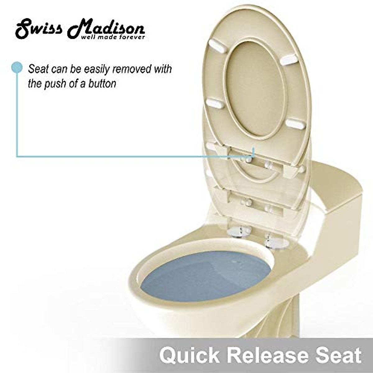 Swiss Madison SM-1T803 Chateau Elongated Toilet Dual Flush 0.8/1.28 Gpf (Soft Closing Quick Release Seat Included)