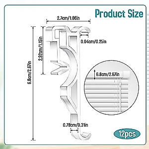 12 PCS 2.5 Inch Valance Clips Hidden Window Blind Clips for Blinds Clear Plastic Balance Blind Clips for Horizontal Blind Valance