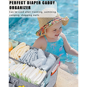 YaKuss Diaper Caddy Organizer for Baby, Changing Table Diaper Basket Caddy Storage Bin Car Organizer, Diaper Storage Caddy, Portable Diaper Caddy Basket for Boys and Girls (Small, 1.0 Grey)