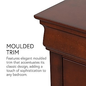 Furniture of America Arabella Traditional Solid Wood Nightstand with Drawers and Antique Nickle Handles, Small Bedside Table, No Assembly Wooden Night Stand for Bedroom, Guest Room, Dorm, Cherry