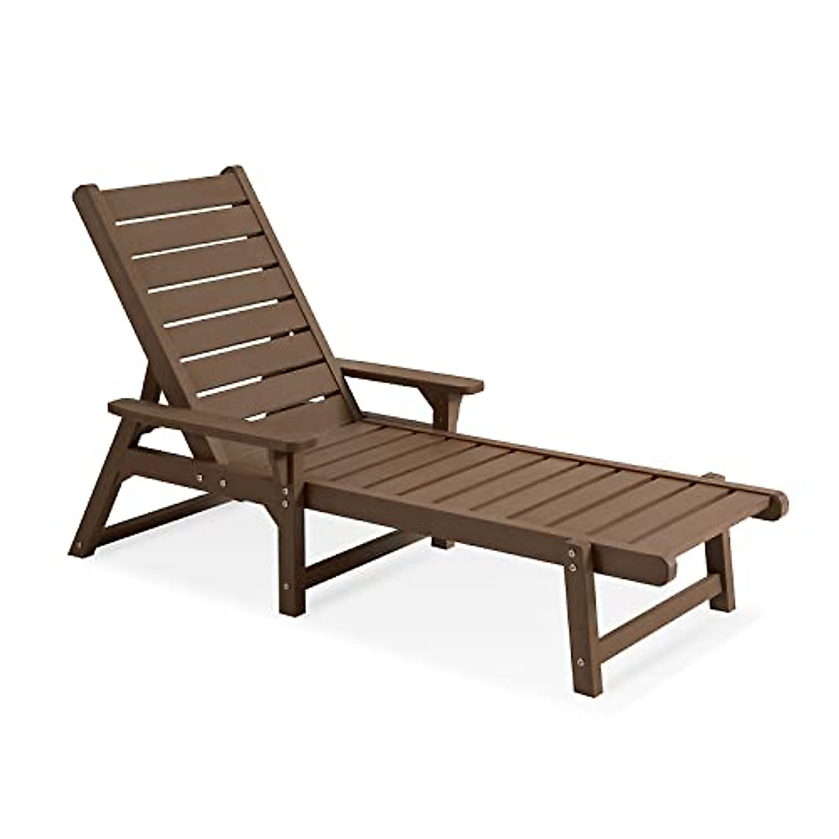 ACUEL Chaise Lounge, Poly Lumber, Outdoor Lounge Chair with Adjustable Backrest, Sturdy Weather Resistant Waterproof Fade Proof, for Poolside Patio Garden(Brown, 1 pc)