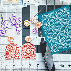 OLYCRAFT 4x5 Inch Flower Clay Stencils Floral Non-Adhesive Silk Screen Stencil Japanese Traditional Style Clay Silk Screen Reusable Mesh Transfer for Polymer Clay Jewelry Earring Making