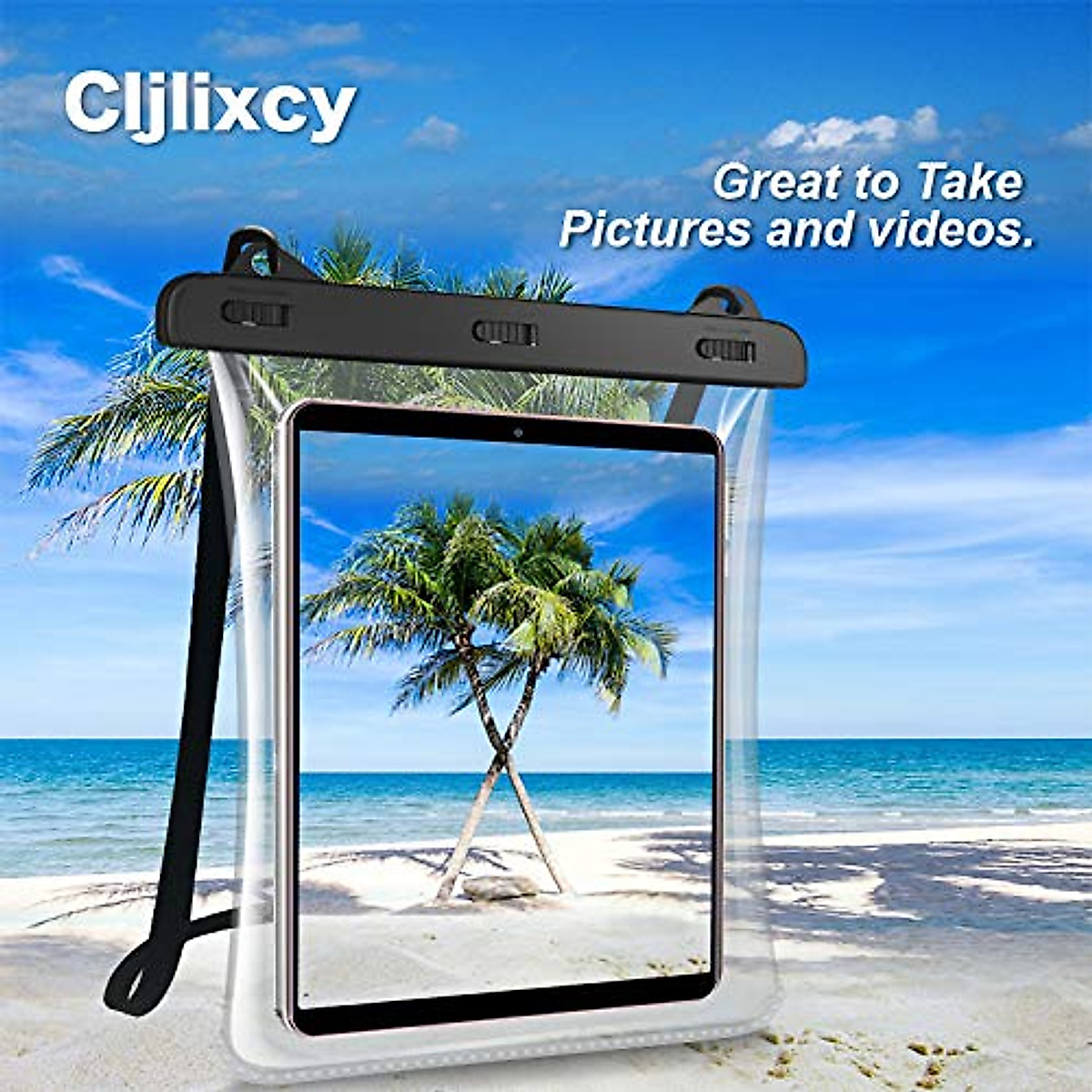Cljlixcy Universal iPad Waterproof Bag Case Touch Sensitive Dry Bag with Lanyard Waterproof Bag Case for iPad 8th/7th/6th/5th/4th Generation 10.5/10.2/9.7/10.2 ipad Mini case