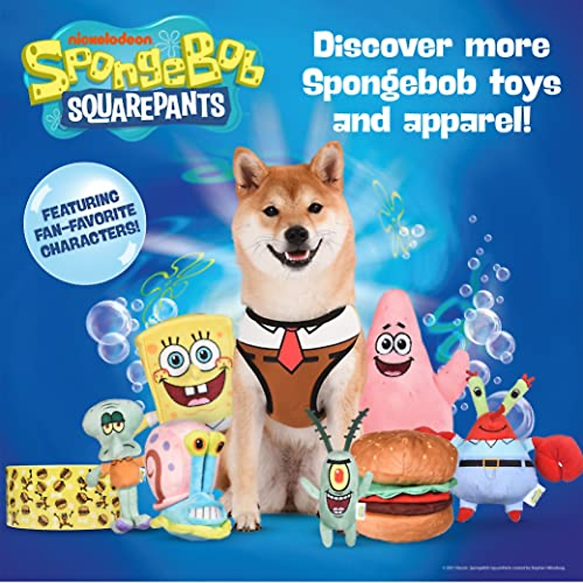 SpongeBob SquarePants for Pets Characters Best Friends Dog Collar, Size Large (L) | Cute Yellow Large Dog Collar for Large Dogs from Nickelodeon Spongebob, Dog Apparel & Accessories