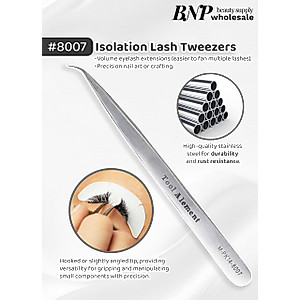 Tool Alement Canadian Stainless Steel Eyelash Extension Tweezers,14cm Semi Curve Eyelash Tweezers M-PK14-8007