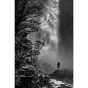 Devils Punchbowl Waterfall Falls Black and White Landscape Photo Photograph Cool Wall Decor Art Print Poster 24x36