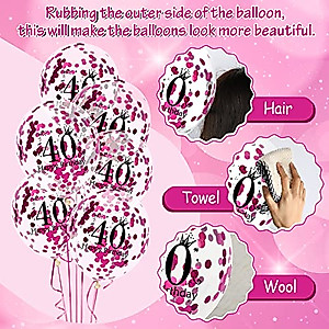 Pink 40th Birthday Balloons 18Pcs Pink Hot Pink Happy 40th Birthday Latex Balloons Hot Pink 40th Birthday Party Decorations for Women Men 40th Birthday Anniversary Party Supplies 12 inch