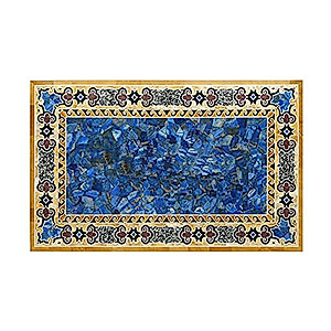 48" x 30" Inch Black Marble Dining Table/Coffee Table Lapis Lazuli Italian Pietra Dura Design Outdoor Indoor Table, Office Table, Conference Table