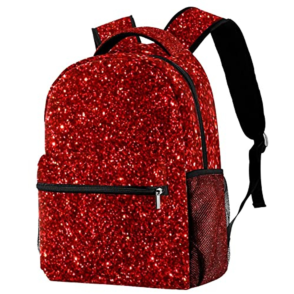 GYDGS Red Glitter Sequins Pattern Large Backpack for Boys Girls SchoolBag with Multiple Pockets Canvas 29.4x20x40cm/11.5x8x16 in