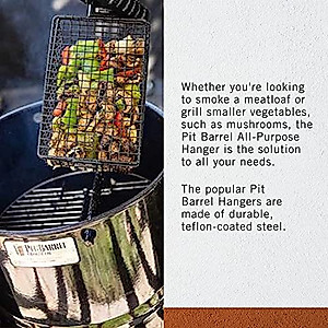 Pit Barrel Cooker All Purpose Basket Hanger | Grill Meat and Cook Sides Simultaneously | Barrel Smoker All Purpose Grill Basket | Grill Smaller Veggies, Mushrooms, Sides