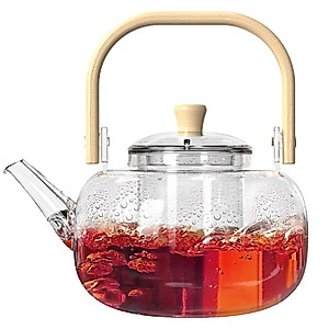 Wlasss Glass Tea Kettle with Removable Infuser,Stovetop Safe, Glass Teapot 1000 ml 33 oz, Tea Pot with Infusers for Loose Tea, Gift for Women and Adult