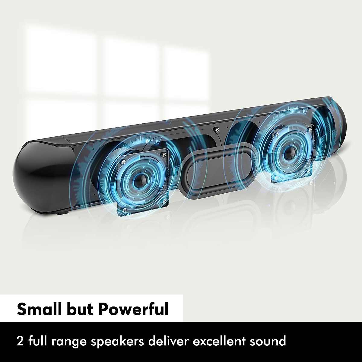 wogree 16 Inches Small Sound Bars for TV, Mini Wireless Bluetooth 5.0 TV Speakers Soundbar with LED Display for Bedroom, Kitchen and Other Small Space