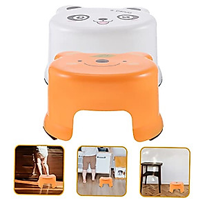 ULDIGI 2pcs Cartoon Plastic Stool Portable Step Stool Plastic Step Stool Stepping Stool for Toddlers Kitchen Step Stool Plastic Footstool Potty Training Step Bathroom Stool Low Stool