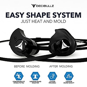 Decibullz - Custom Molded Contour ES in-Ear Headphones, Easily and Quickly Shaped to Your Ears (Black)