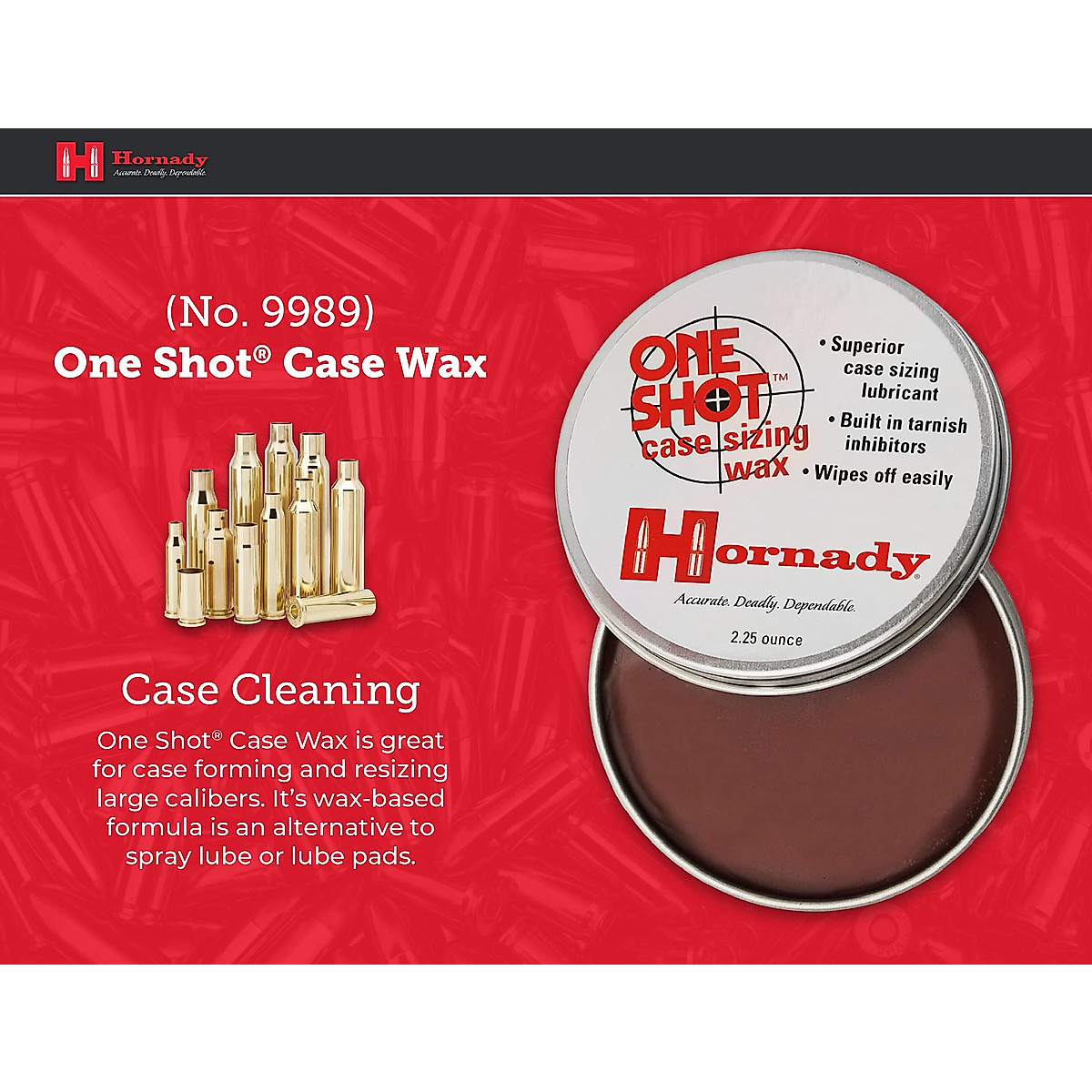 Hornady One Shot Case Sizing Wax, 2.25 Oz – Wipes Off Easily, No Sticky Residue – Straightforward Reloading, Makes Sizing Cases Smooth and No Trouble – an Alternative to Spray Lube or Lube Pads
