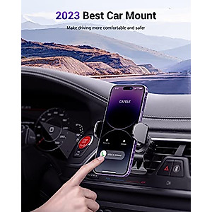CAFELE Car Vent Phone Holder, [Firmly Grips Your Vent, Never Fall Off] Auto-Clamping Air Vent Phone Holder Car, Phone Mount Car Fit for iPhone 14 13 12 Mini Pro 11, SE(2020), XR, X, XS iPhone 8 7