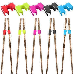 10 Pairs Reusable Chopstick Helpers Chopsticks Hinges Connector Practice Chinese Chop Stick Training Chopsticks for Adults, Beginner, Trainers or Learner (Chopsticks Included)