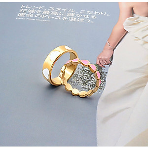YOOESTORES82 2PCS Colorful Heart Ring Gold Band Rings Set for Women Couple Cute Love Heart Plain Stackable Finger Rings Wedding Preppy Jewelry Gift