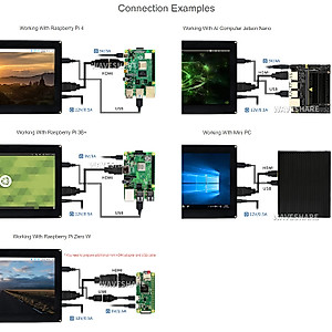 waveshare 10.1inch Capacitive Touch Screen LCD with Case Compatible with Raspberry Pi 4B/3B+/3A+/2B/B+/A+/Zero/Zero W/WH/Zero 2W CM3+/4 1024×600 Resolution HDMI Supports Jetson Nano/Windows