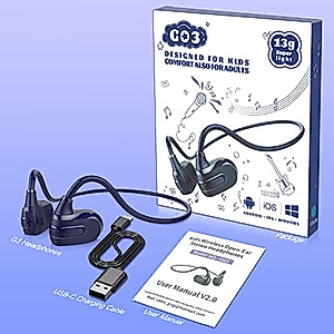 Friencity Kids Headphones, Child-Friendly Open Ear Wireless Headphones, 13g Ultra-Light Portable Latest Bluetooth 5.3 Headset w/Mic for Anybody, Comfort Perfect for Sports Study Kindle Phone Tablet