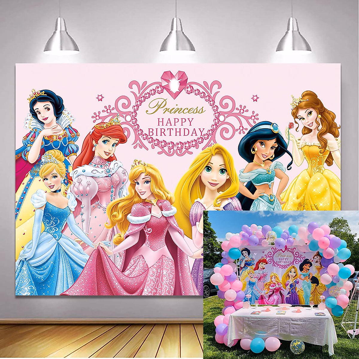 GCH Princess Backdrop Pink Baby Shower Backdrop for Girl 1st Birthday Photography Background Princess Birthday Party Supplies Table Decoration Banner Customized Backdrops (5X3FT(150X90CM))