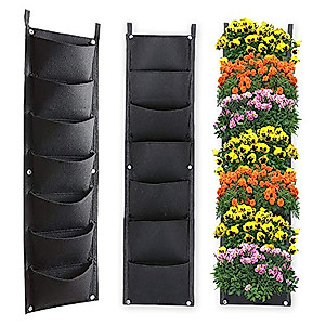X XBEN Vertical Wall Hanging Planters, 7 Pockets Indoor Outdoor Large Grow Bags for Balcony Garden Yard Office Home Decoration