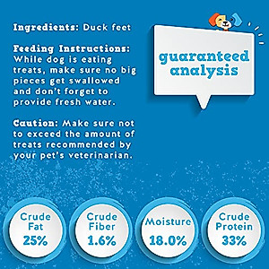 Jack&Pup Premium Grade Duck Feet Dog Chew, All Natural Dog Treats for Medium Dogs - High in Glucosamine Chondroitin for Dogs for Hip and Joint, Dehydrated Duck Feet Dog Treats for Small Dogs (20 pack)