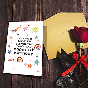 Nchigedy Cute Baby 1st Birthday Card - Happy First Birthday Card for Boy or Girl