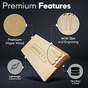 Nard 12-Inch Wooden Backgammon Travel Set for Adults and Kids - Durable Wood with Minimal Design, Portable and Easy to Take on The Go, with Metal Magnet Closure - Game Instruction Included