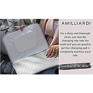 Portable Diaper Changing Pad Stylish & Chic by AMILLIARDI for Travel w/Baby, Infant & Newborn, Changing Mat Portable (Grey)