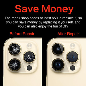 2PCS ASDAWN Back Rear Camera Lens Glass Replacement for iPhone 14 Pro Max and 14 Pro Camera Glass Lens Replacement with Pre-Installed Adhesive + Repair Tool Kit + Installation Manual