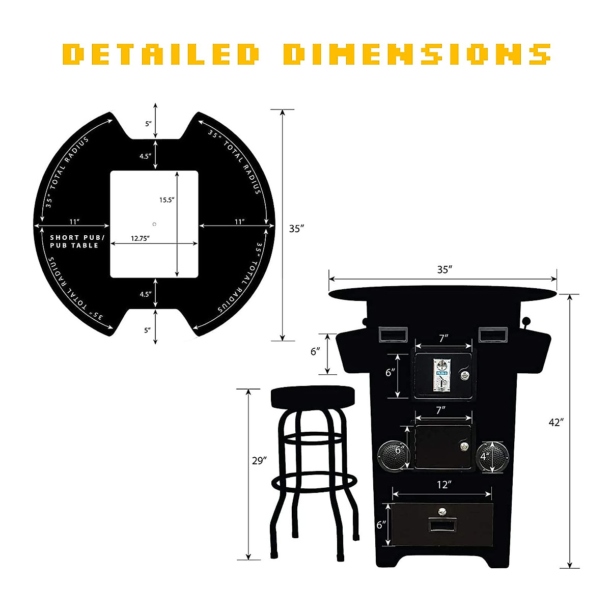 Creative Arcades Full-Size Commercial Grade Machine -Pub Style Arcade Table for 2 Player Cabinet for Home, 60 Games, Multiplayer Control Panel and Screen Size 22 inch.