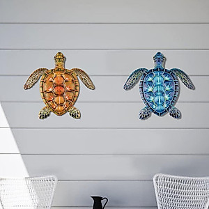 Metal Sea Turtle Wall Decor, Sea Turtle Wall Art Decoration, Metal Wall Art, Aquarium Ocean Wall Decor for Home Bedroom Living Room Office (Blue)