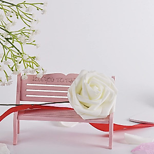 Mellamo Artificial Flowers Fake Ivory Roses 50 PCS w/Stem Fake Rose Flower Heads for Valentine's DayBouquets for Wedding Pink Decorations Centerpieces Arrangements Party Home Garden Decor (Ivory)