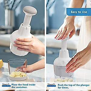 Food Chopper, Vegetable Chopper, Onion Chopper, Garlic Chopper Hand Chopper for Vegetables, Handheld Veggie Chopper, Nut Chopper, Chopper Vegetable Cutter, Dishwasher-safe, White.