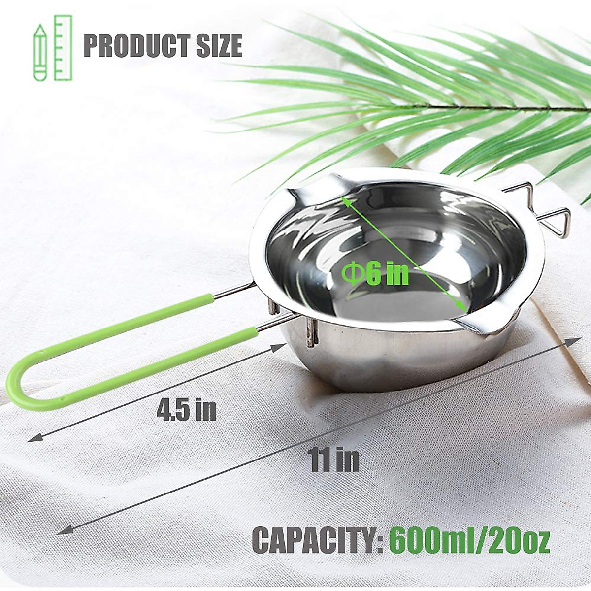 Stainless Steel Double Boiler with Silicone Spatula, Chocloate Metls Pot with Heat Resistant Handle for Melting Chocolate, Candy, Candle, Soap and Wax…