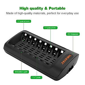 Shentec 8 Packs 2.5Ah High Capacity Rechargeable AA Batteries Ni-MH Rechargeble Battert with AA AAA Battery Charger