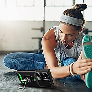 Jusy Wallet Case for Samsung Galaxy S22 Ultra & 2 Screen Protectors, with Sliding Camera Cover, Card Holder Slot and Magnetic Kickstand Ring, Heavy Duty Case Military Grade Cover (Black)