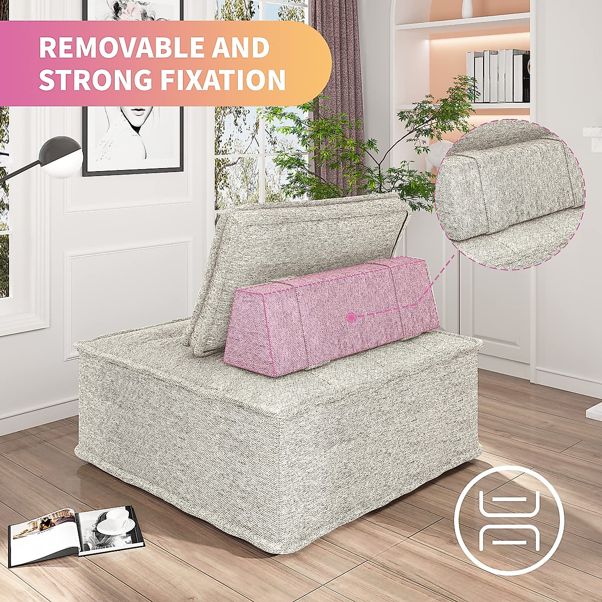 Mixoy Modular Sectional Sofa, Couch for Living Room Office Apartment Resting,1 PCS DIY Combination Oversized Sleeper Sofa Bed, Comfy Floor Couch | Beige