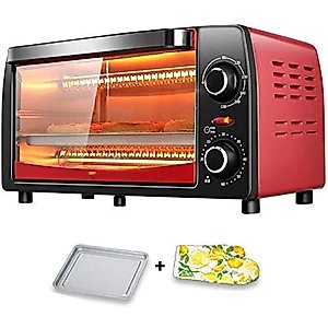Mini Oven Toaster Electric Small Oven Tempered Glass Door Removable Crumb Tray Insulated Handle with Insulated Gloves and Baking Tray 12L Mini Ovens Happy Life