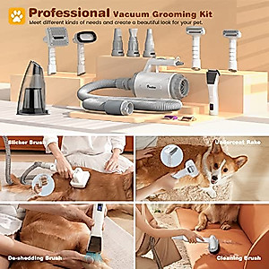 Pawaboo Dog Grooming Kit & Dog Hair Vacuum & Dog Dryer, Dog Grooming Clippers with Pet Grooming Tools for Shedding and Drying Pet Hair