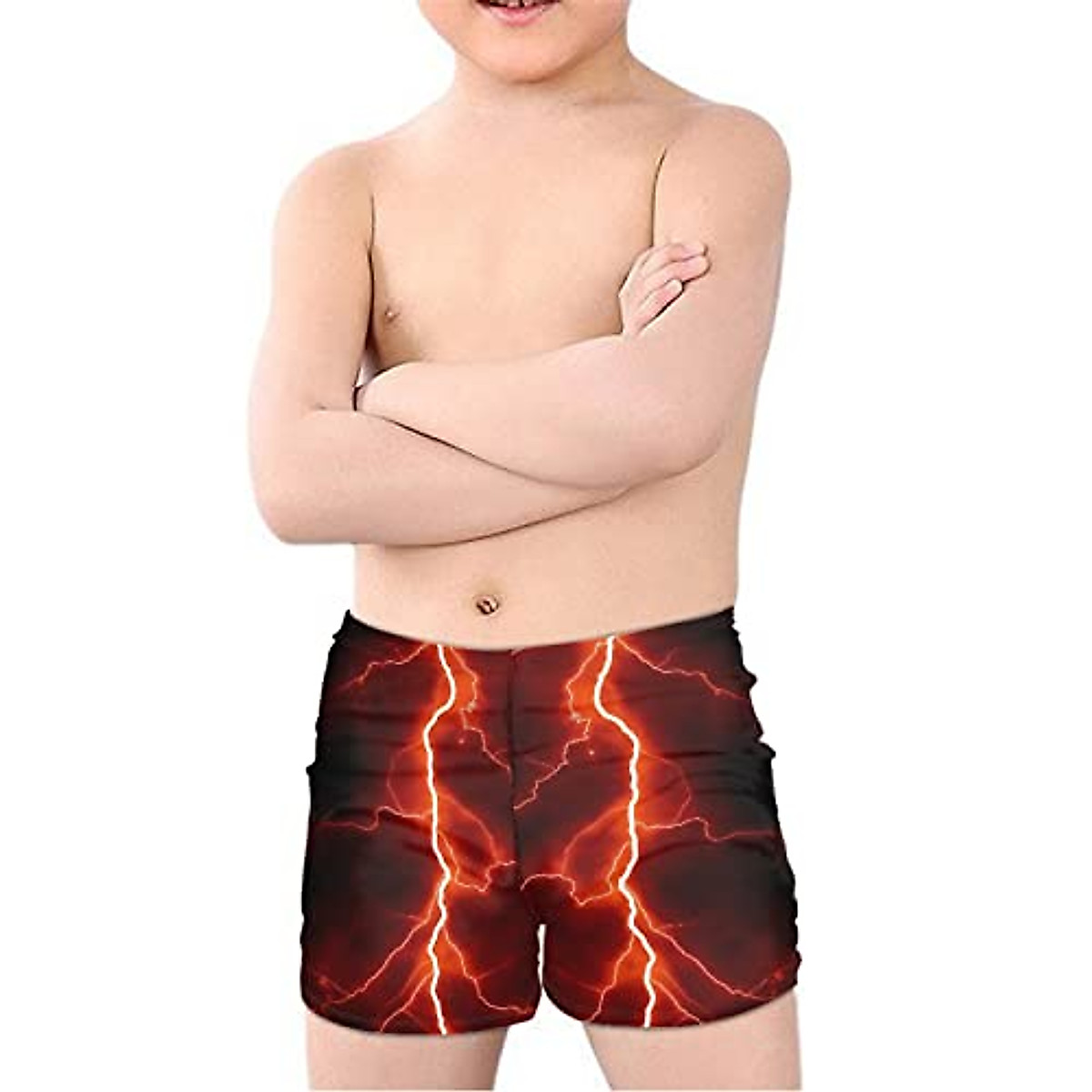 JEOCODY Red Flash Print Boy's Athletic Shorts for Training Casual Board Shorts with 3D Print 7-8 Years