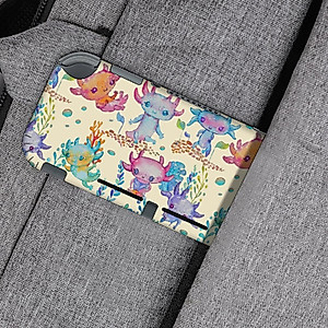 Watercolor Cute Axolotl Stickers Protective Film Sticker Personalized Full Wrap Sticker Compatible with Nintendo Switch